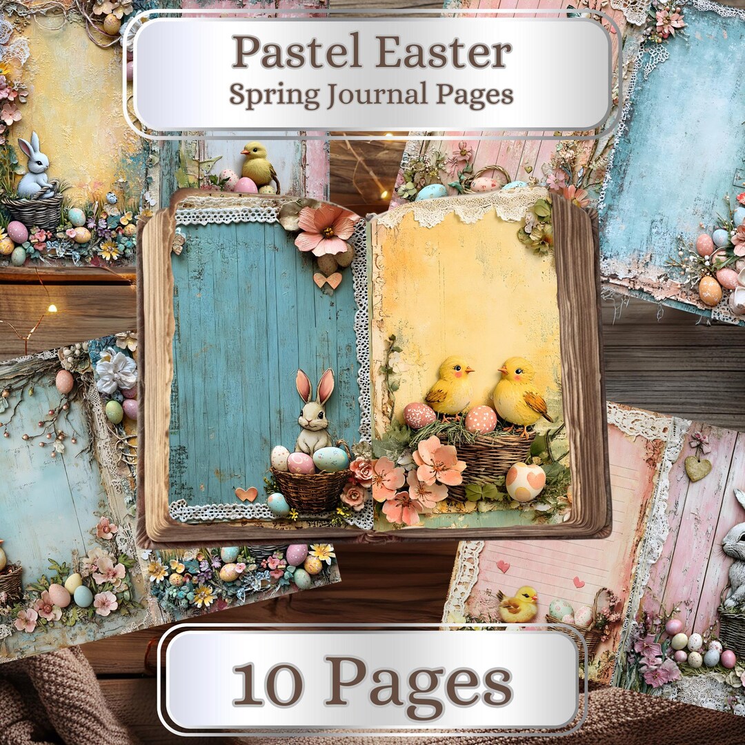 Easter Pastels 10 Page Journal Pages Set. Easter, Spring Season. Junk ...