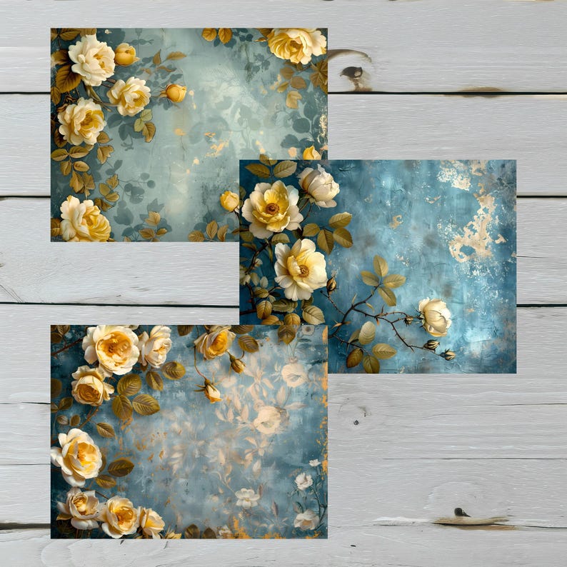 Vintage Yellow Roses Junk Journal Pages: Floral Scrapbook Paper (15 ...