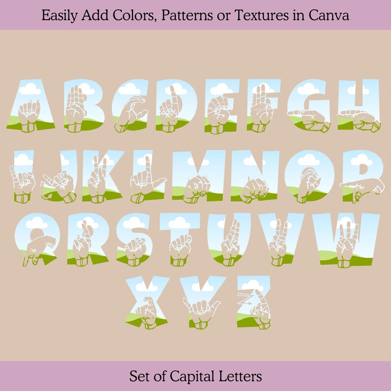 ASL Alphabet Canva Frames: Drag & Drop Letters (digital Download) - Etsy