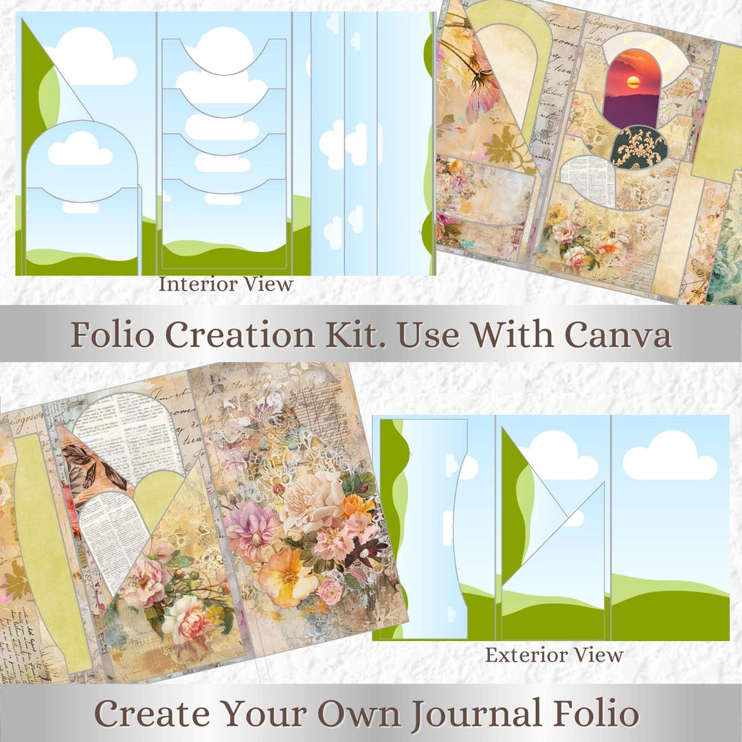 Folio Kit Template Using Canva Frames. Create a Junk Journal Folio With ...