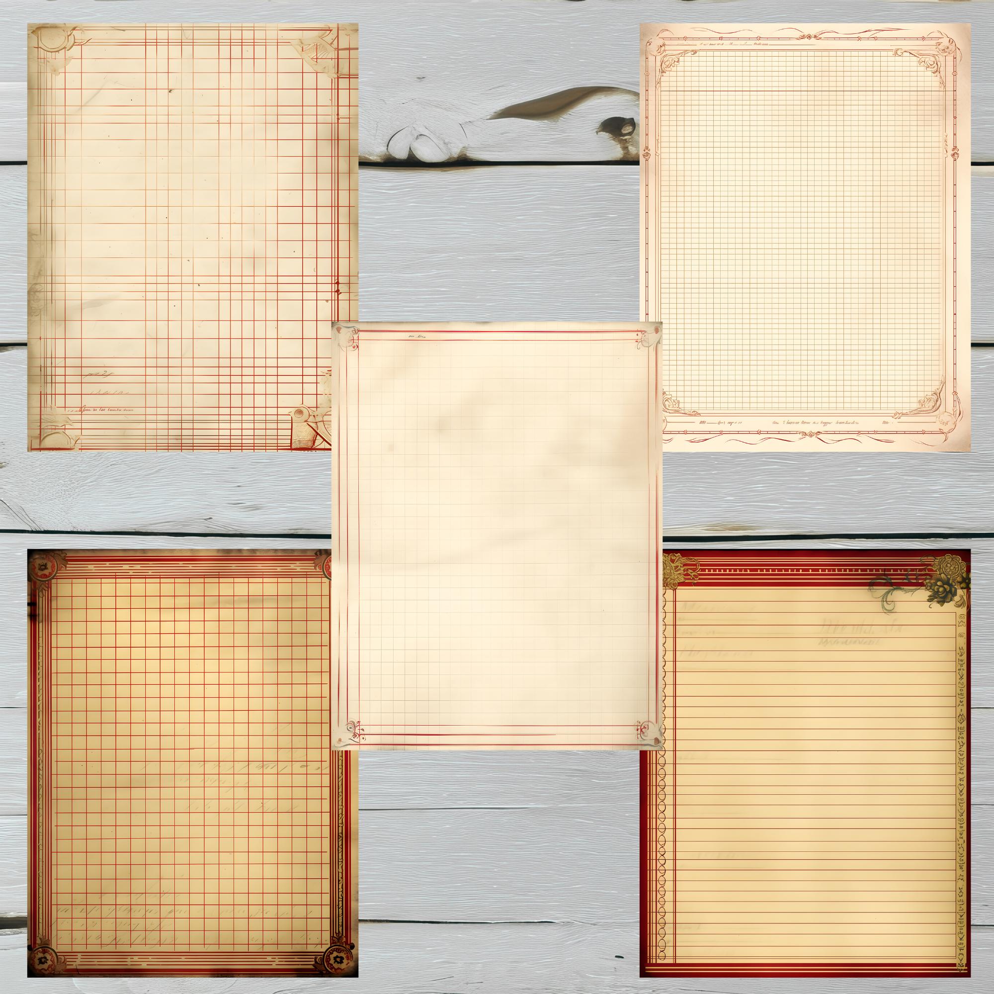 Red & Gold Junk Journal Pages: Vintage Floral Ephemera (digital ...