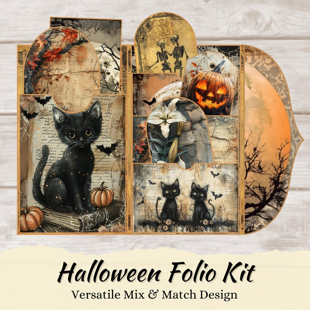 Halloween Craft Folio Kit: Spooky Cats & Pumpkins (printable Download ...