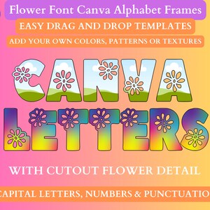 Flower Alphabet Canva Frames. Fill Your Own Letters in Canva. Editable ...