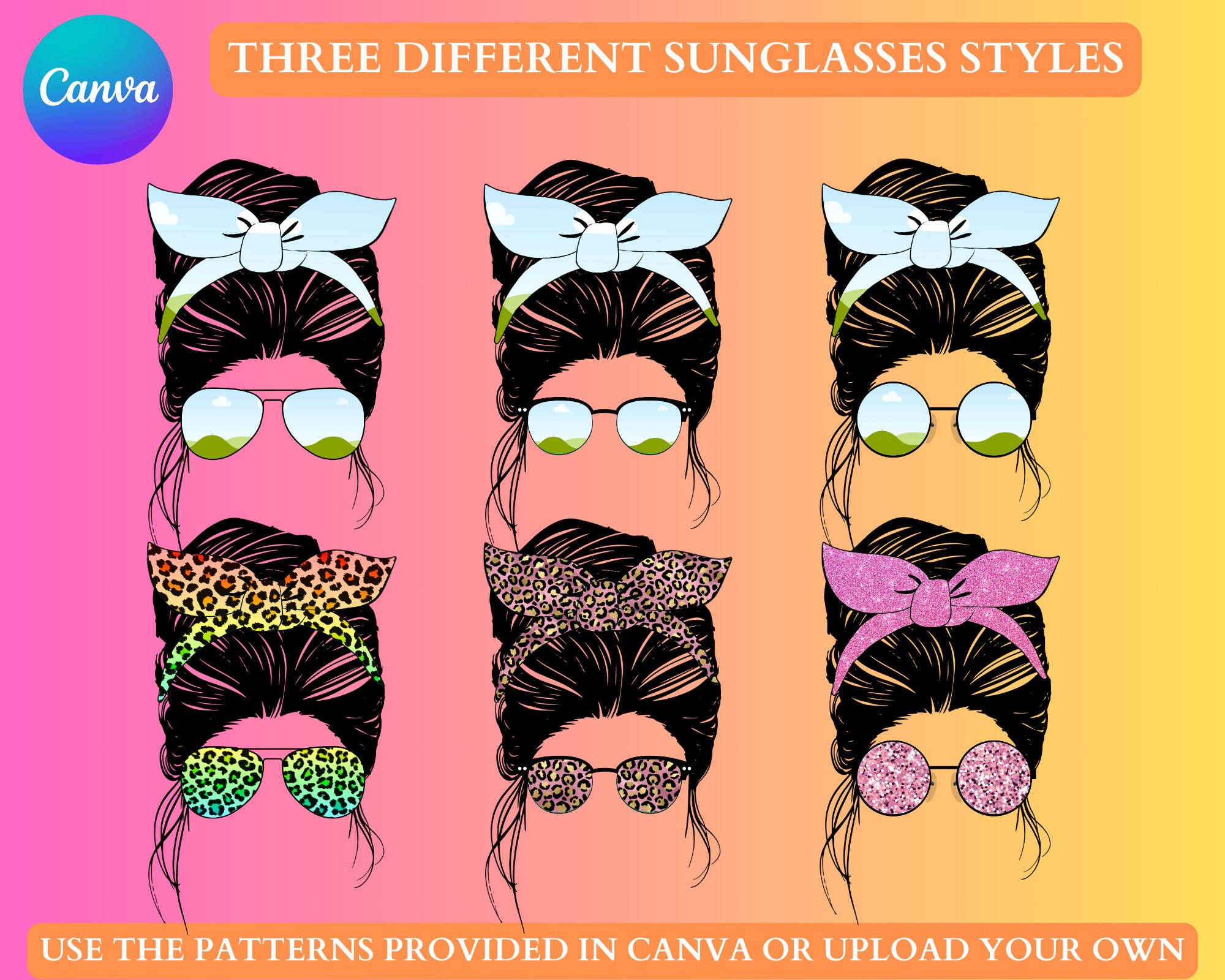 Messy Bun Canva Frames. 24 Frames. Make Your Own Momlife Messy Bun ...