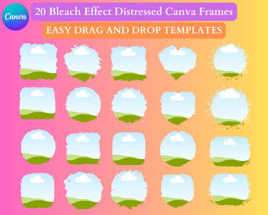 Bleach Effect Distressed Edge Canva Frames. 20 Frames. Fill Your Own ...