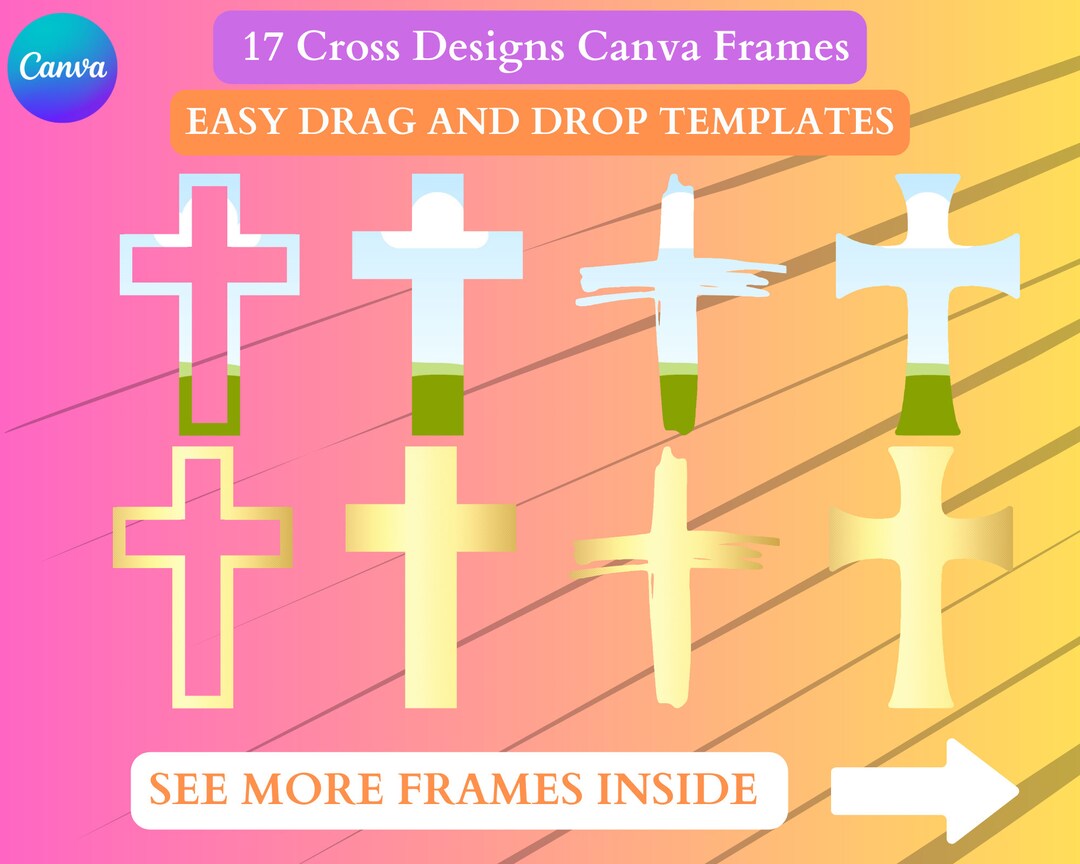 17 Cross Canva Frames. Faith Designs. Fill Your Own Design in Canva ...