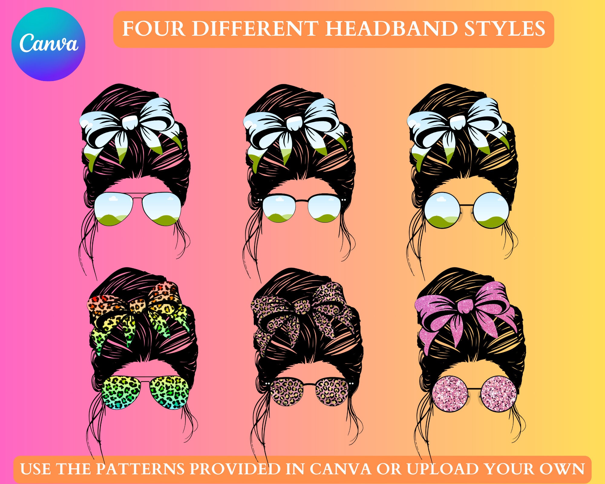 Messy Bun Canva Frames. 24 Frames. Make Your Own Momlife Messy Bun ...