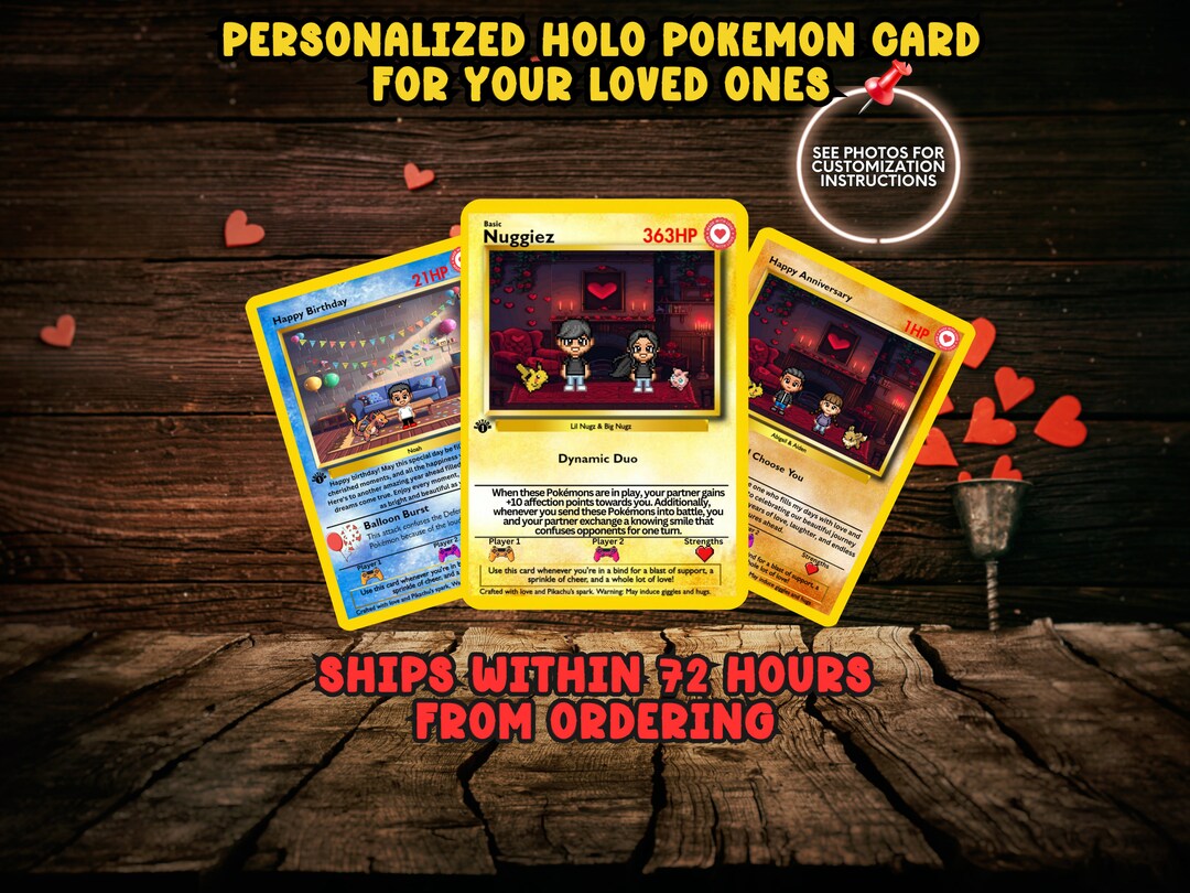 Personalized Pokemon Card, Custom Pokemon Card for Couples, Custom ...