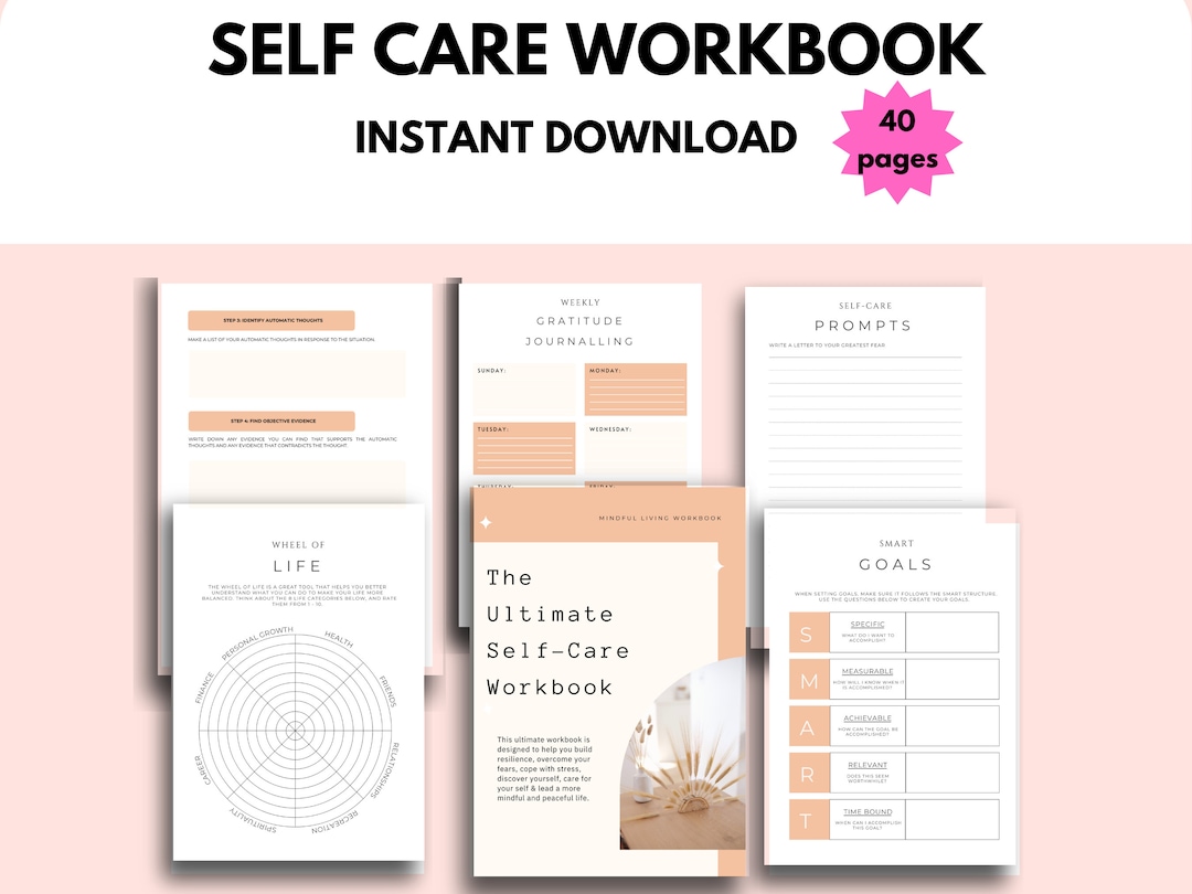 Self Care Workbook, Self-care Workbook Pdf, Self Care Workbook Printable, Self Care Journal ...