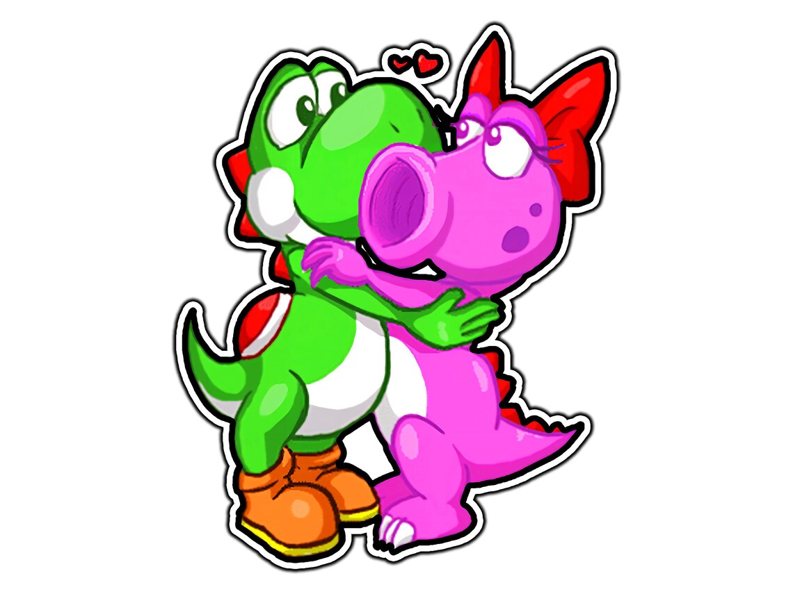 Yoshi & Birdo Love Sticker Die-cut, Water Proof, Weather Proof, Vinyl ...