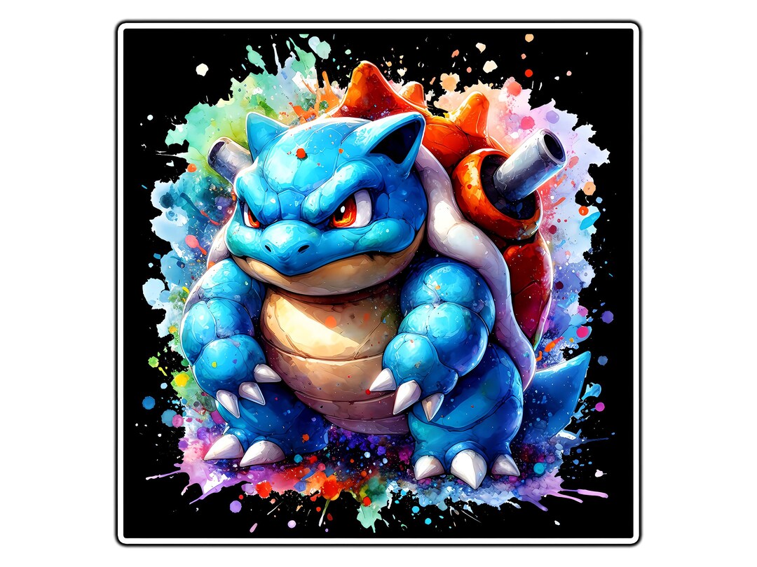 Blastoise Paint Splash Sticker Die-cut, Water Proof, Weather Proof ...