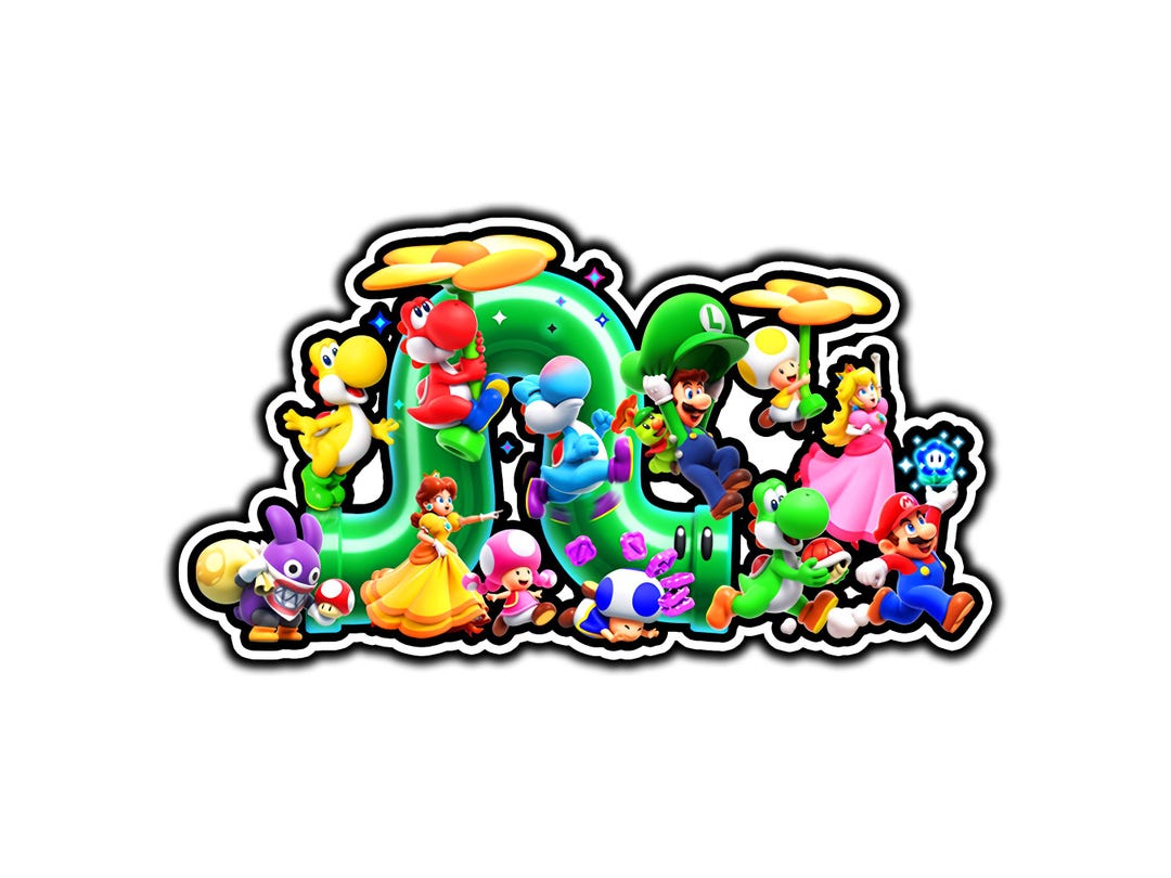 Super Mario Bros Wonder Group Poster Sticker Die-cut, Water Proof ...