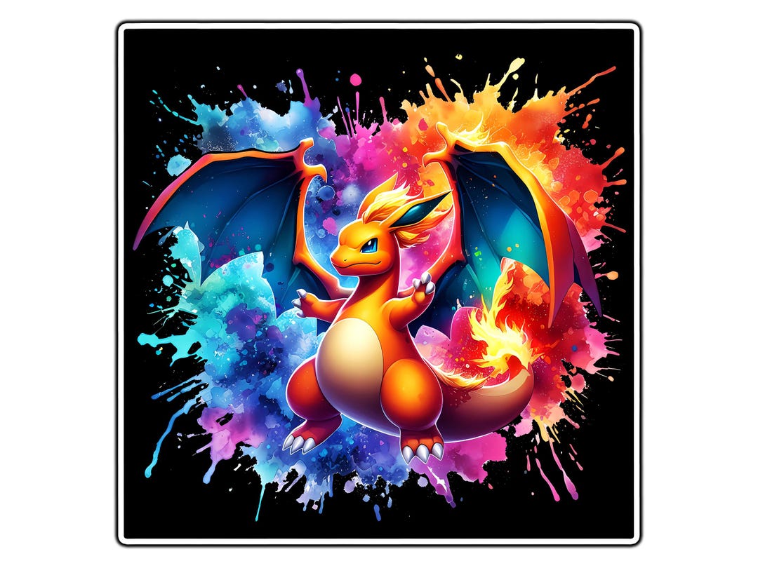 Charizard Paint Splash 1 Sticker Die-cut, Water Proof, Weather Proof ...