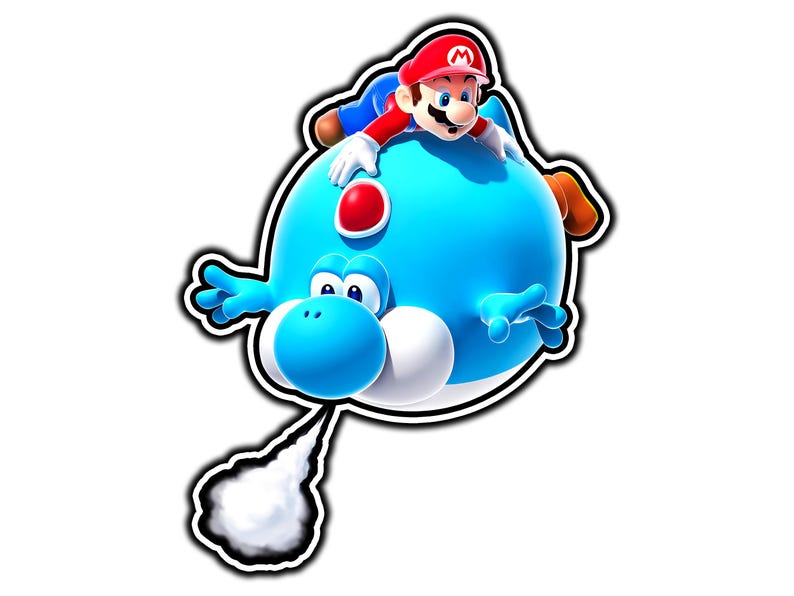 Mario Blimp Yoshi Blimp Fruit Sticker Die-cut, Water Proof, Weather ...