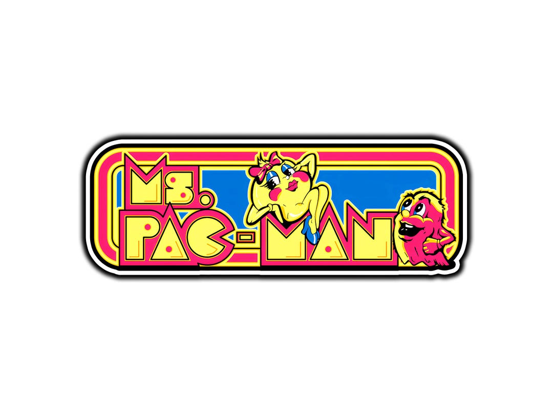 Ms. Pac-man Arcade Logo Sticker Die-cut, Water Proof, Weather Proof ...
