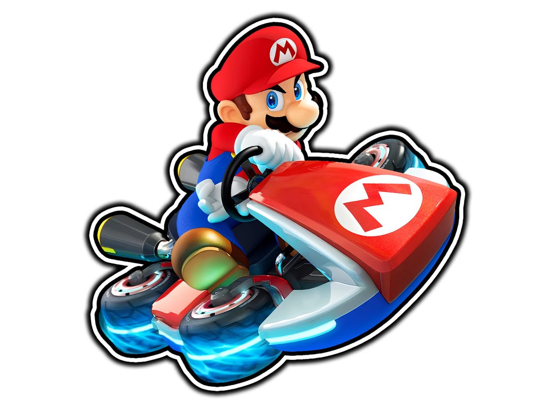 Mario Driving Mario Kart Sticker Die-cut, Water Proof, Weather Proof ...