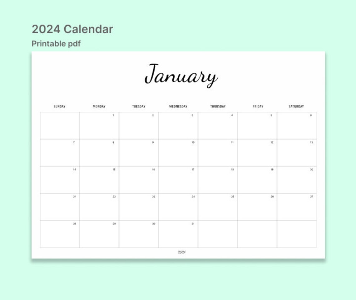 2023 - 2024 Calendar, Printable, Minimalist Simple Calendar - Etsy