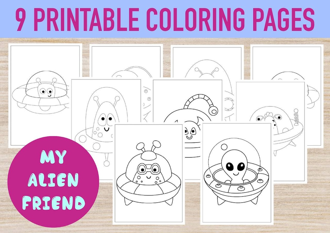 Coloring Pages for Kids "my Alien Friend" UFO - Etsy