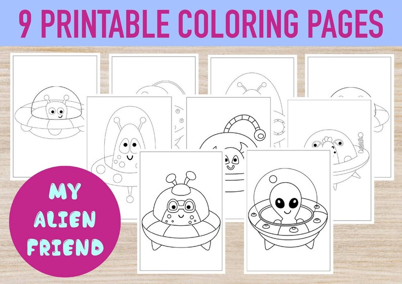 Coloring Pages for Kids my Alien Friend UFO - Etsy