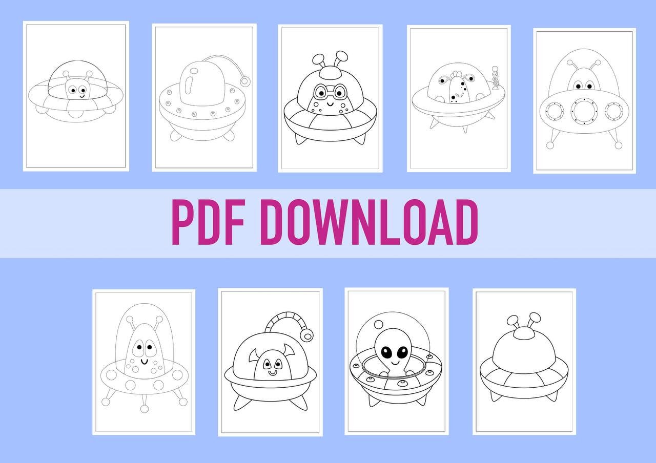 Coloring Pages for Kids my Alien Friend UFO - Etsy