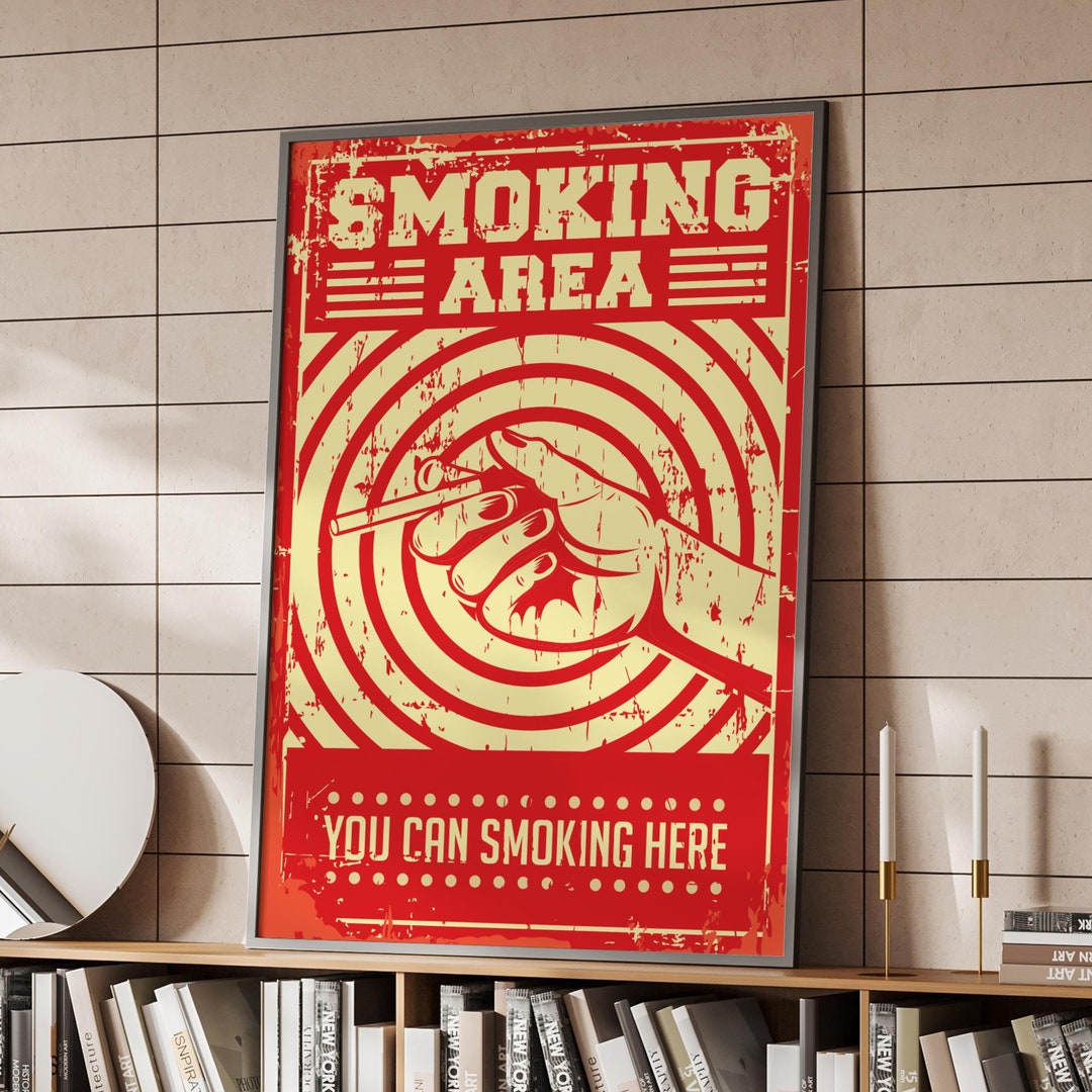 Vintage Smoking Area Poster Home Decor Wall Art Quality - Etsy