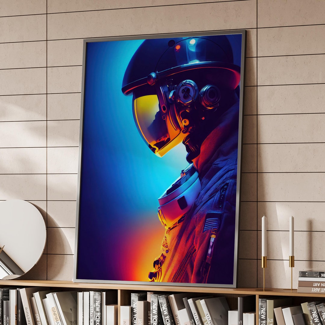Futuristic Astronaut Neon Light Poster Home Decor Wall Art Quality ...
