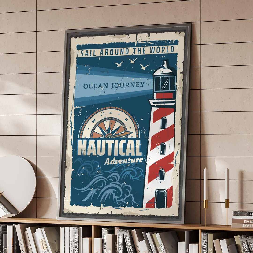 Nautical Adventure Retro Poster Home Decor Wall Art - Etsy