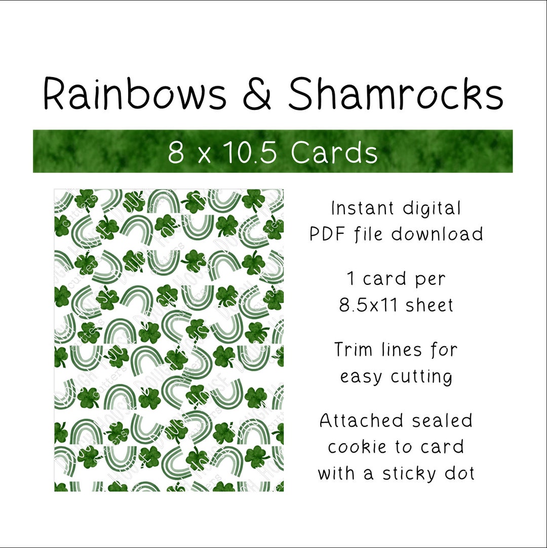 Rainbows & Shamrocks Happy St. Patrick's Day Printable Cookie Card ...