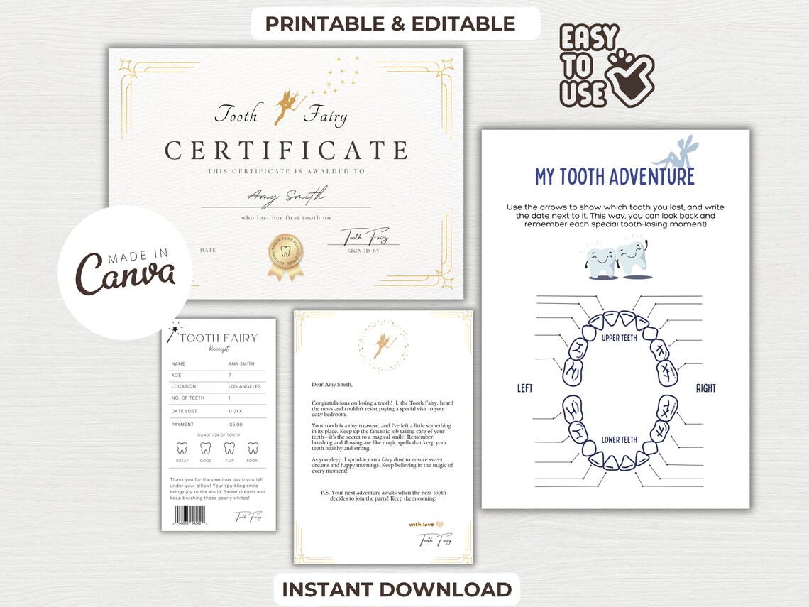 Tooth Fairy Letter, Boy Girl Gender Neutral, Editable Tooth Fairy ...