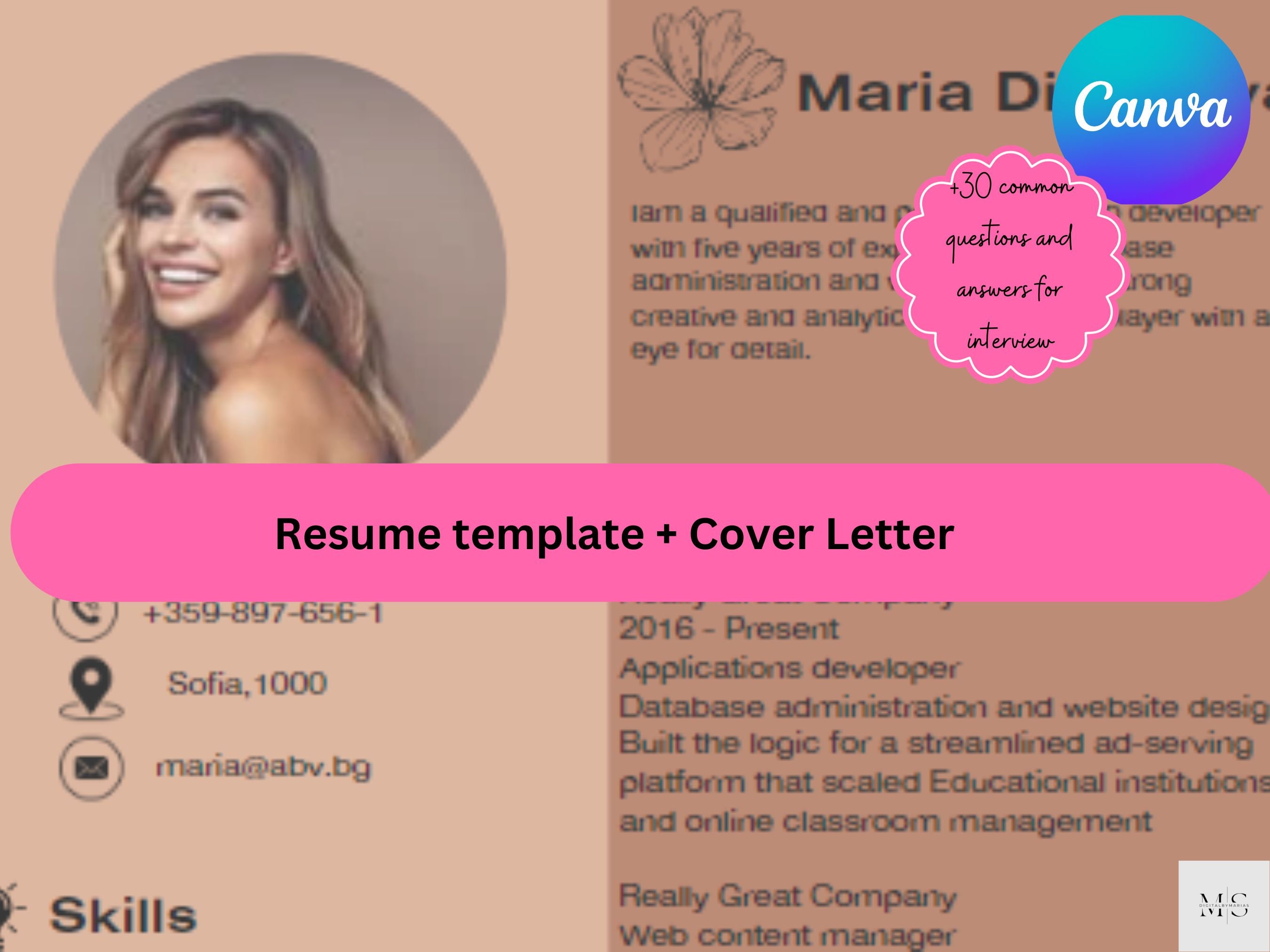 CV Template, Resume Template, Professional CV, Modern Design, Job ...