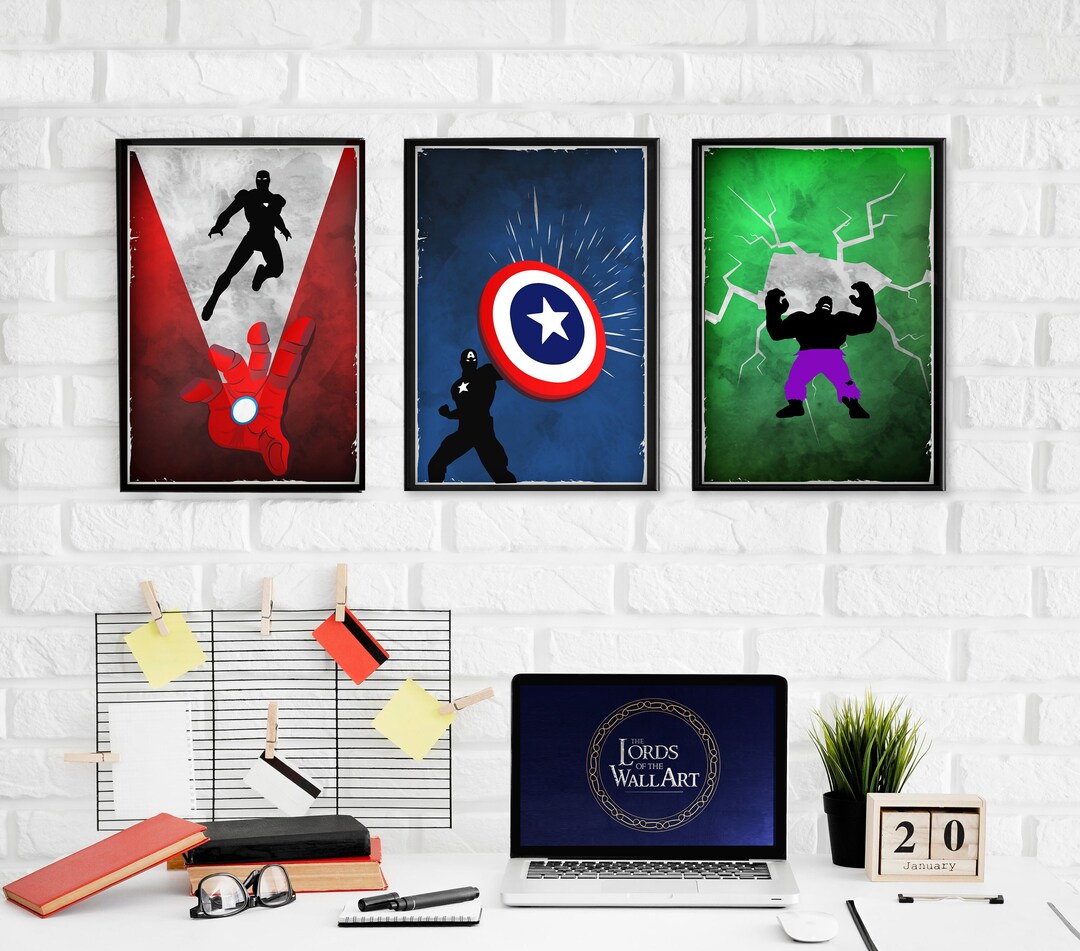 Superhero Wall Art, Set of Prints, Kids Room Decoration, Marvel Wall ...
