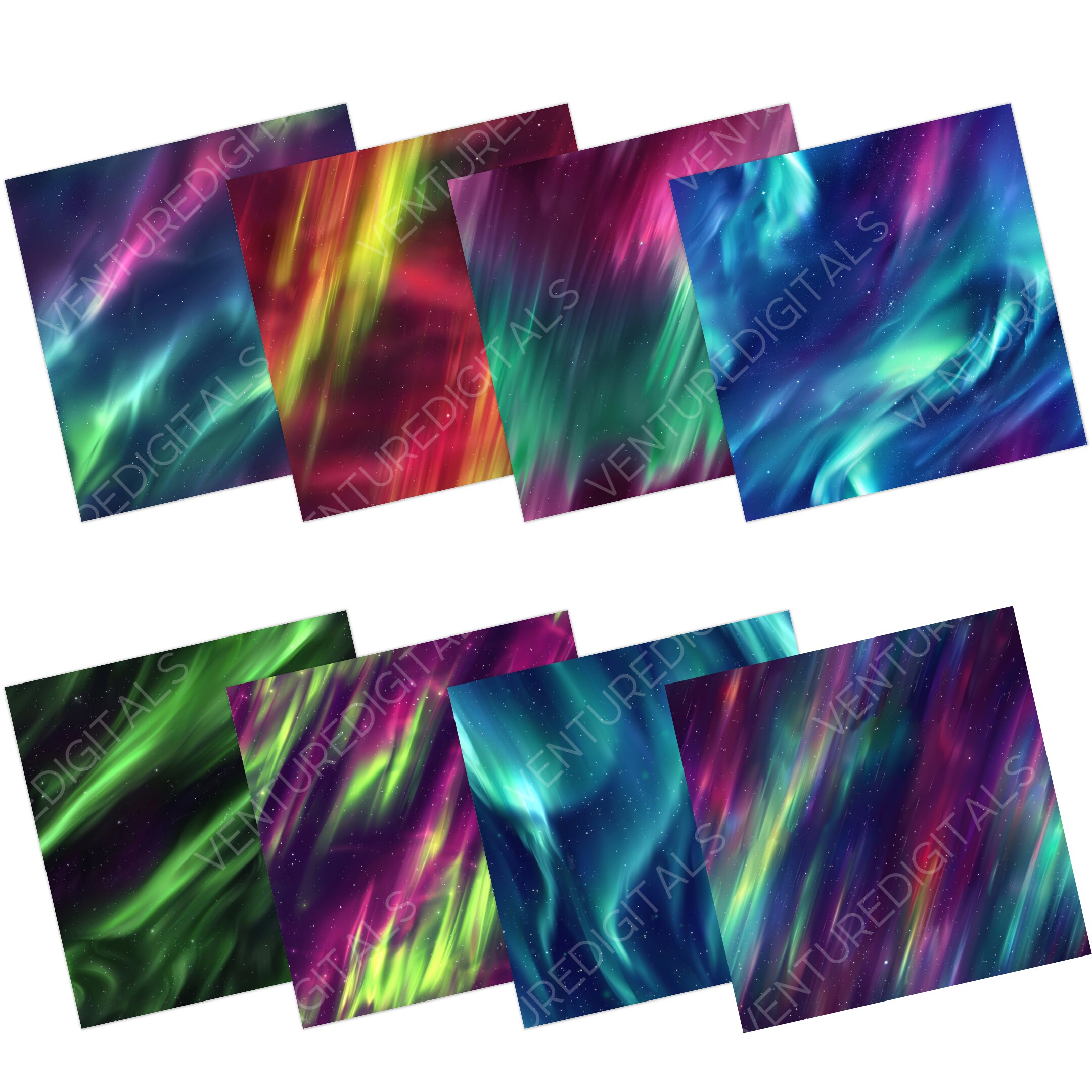 16 Seamless Aurora Borealis Patterns - Digital Papers (instant Download ...
