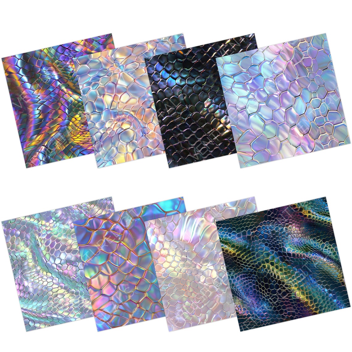 16 Seamless Holographic Snakeskin Patterns - Digital Papers (instant ...
