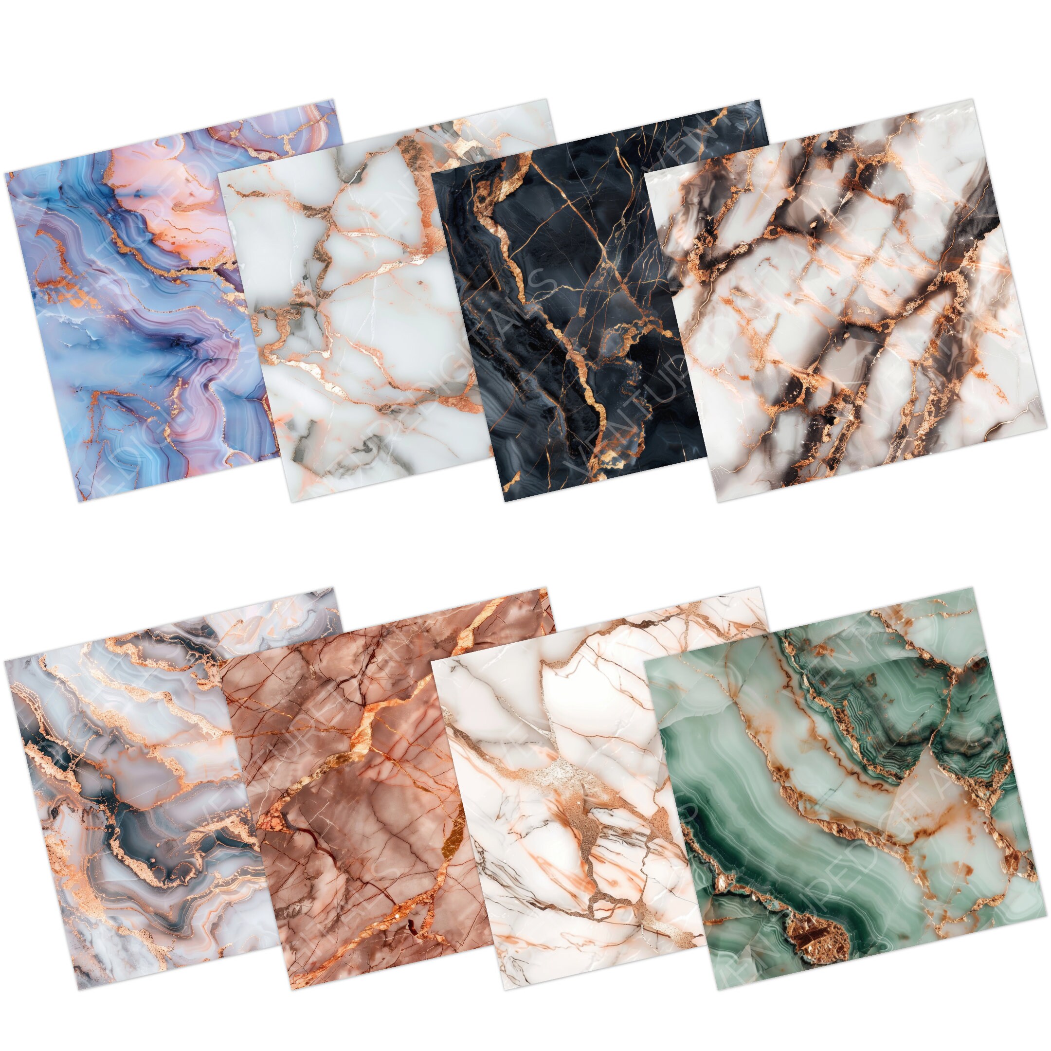 16 Seamless Rose Gold Marble Stone Patterns - Digital Papers - High ...