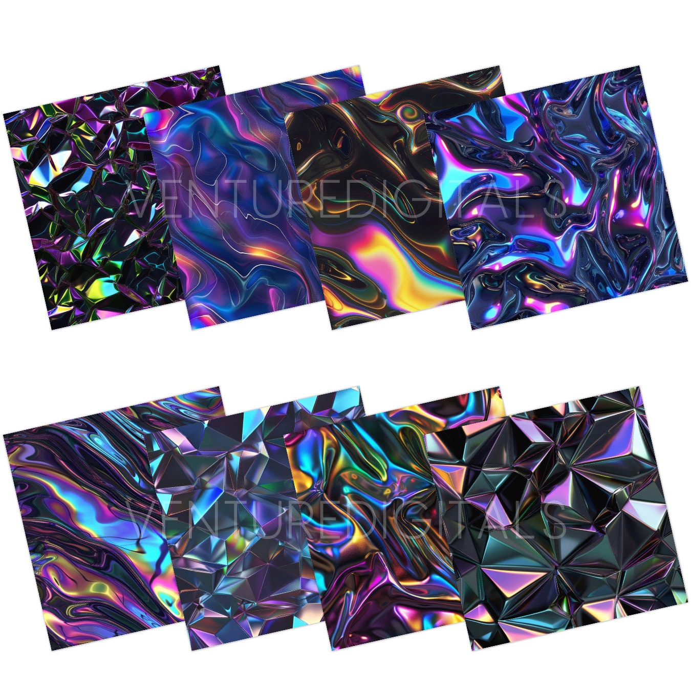 16 Seamless Dark Holographic Patterns Digital Papers High Resolution ...