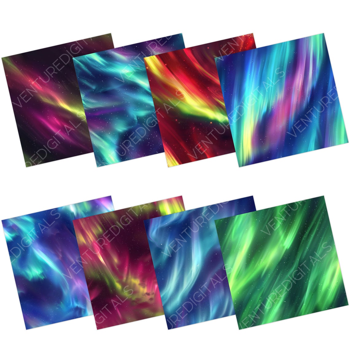 16 Seamless Aurora Borealis Patterns - Digital Papers (instant Download ...