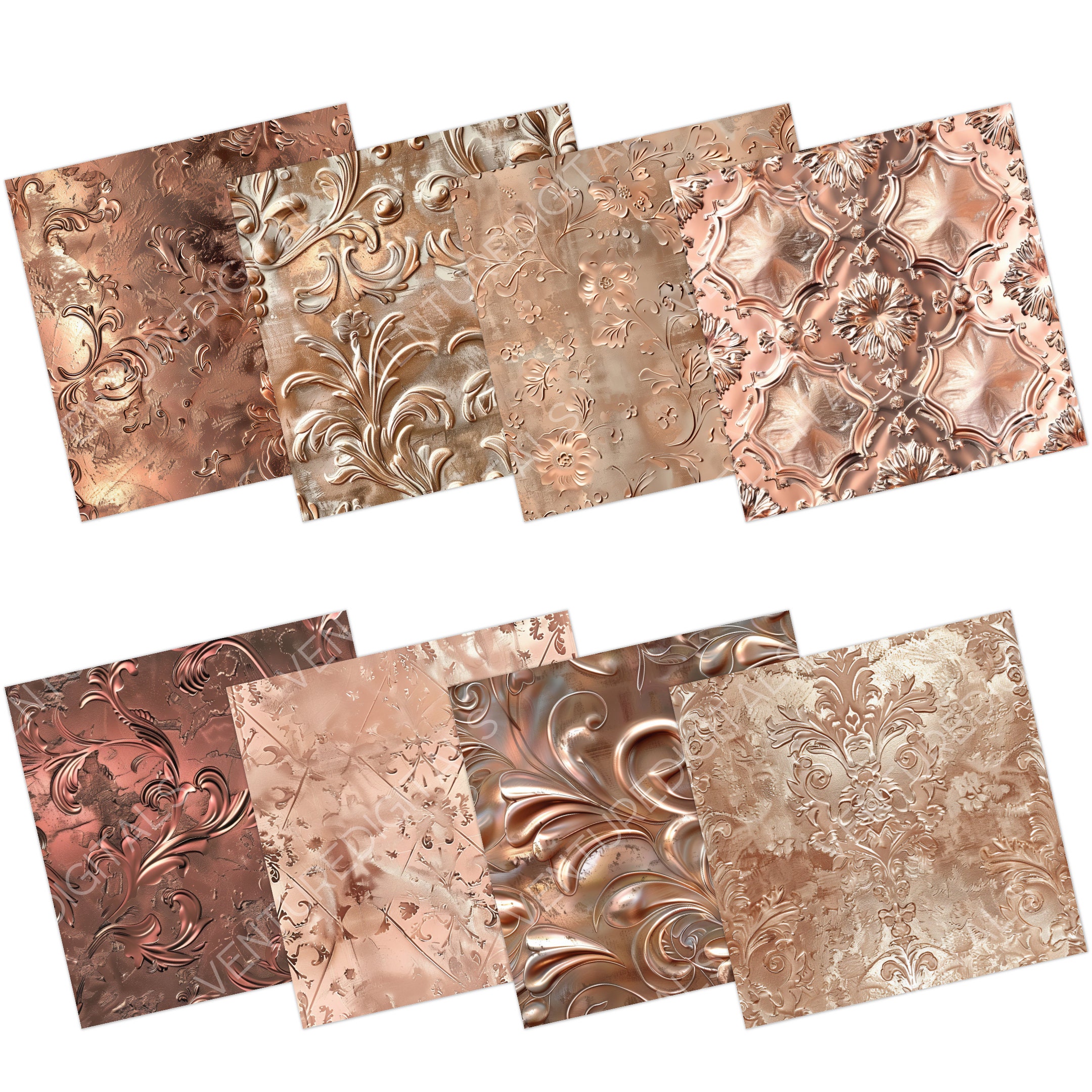 16 Seamless Aged Rose Gold Patterns - Digital Papers (instant Download ...