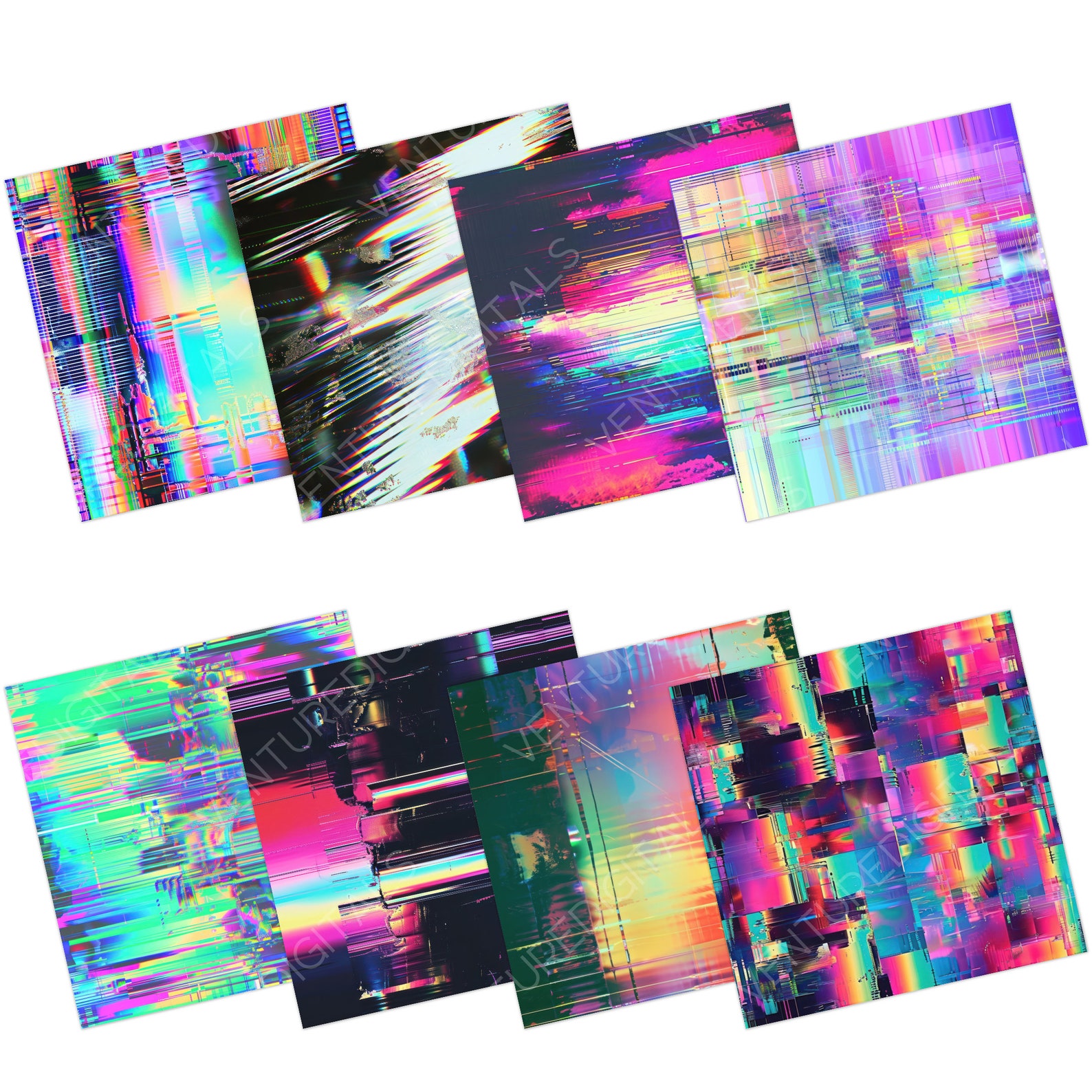 16 Seamless Glitch Art Patterns - Digital Paper - High Resolution ...