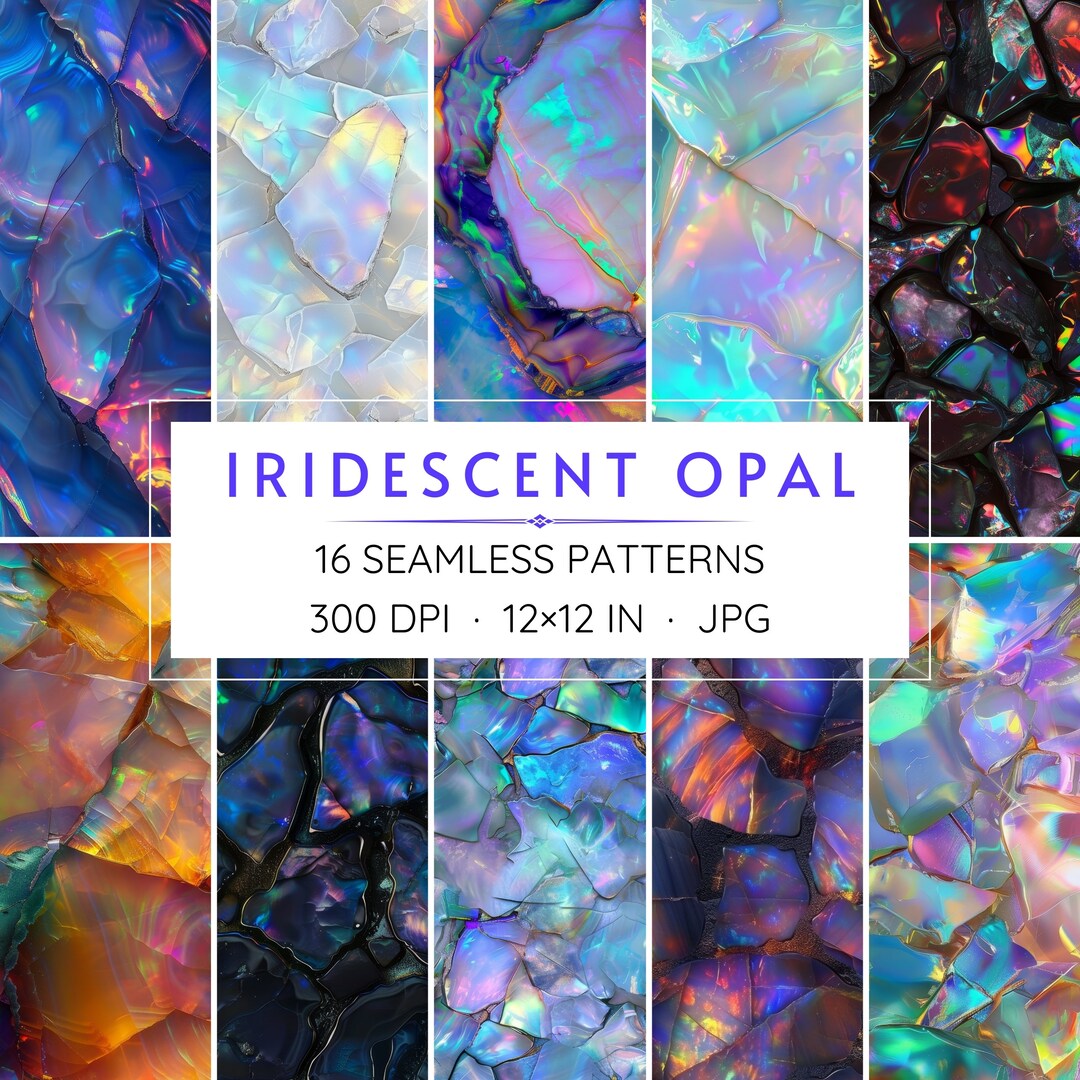 16 Seamless Iridescent Opal Patterns - Digital Papers - High Resolution ...