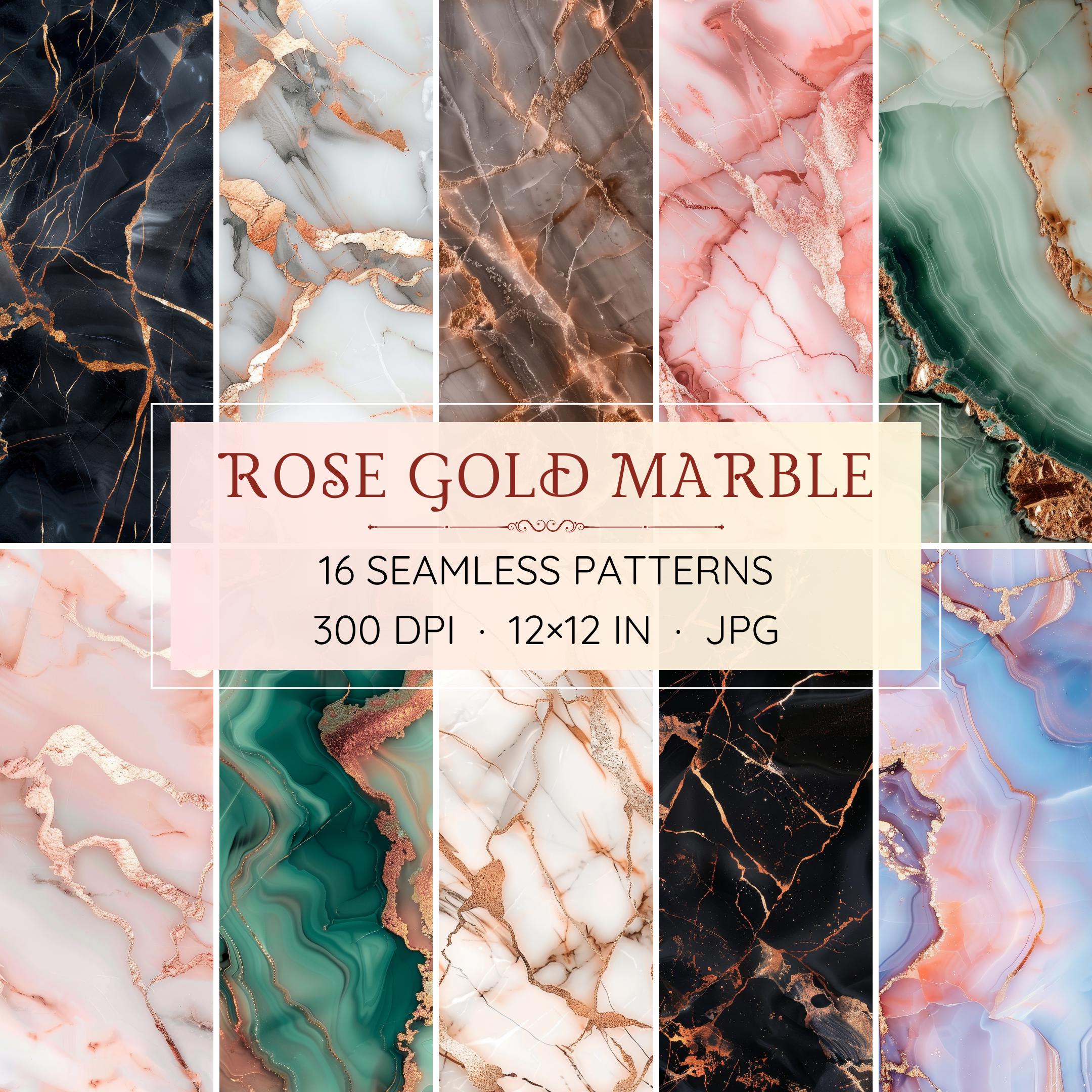 16 Seamless Rose Gold Marble Stone Patterns - Digital Papers (instant ...