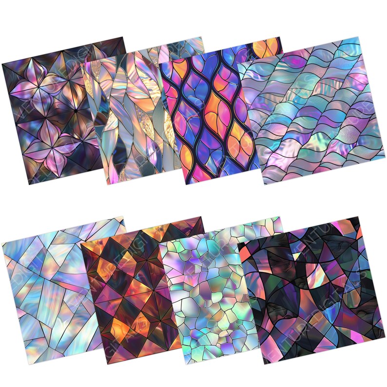 16 Seamless Holographic Stained Glass Patterns - Digital Papers ...