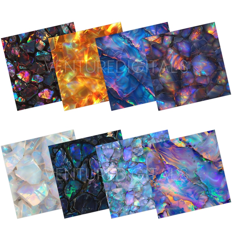 16 Seamless Iridescent Opal Patterns - Digital Papers - High Resolution ...