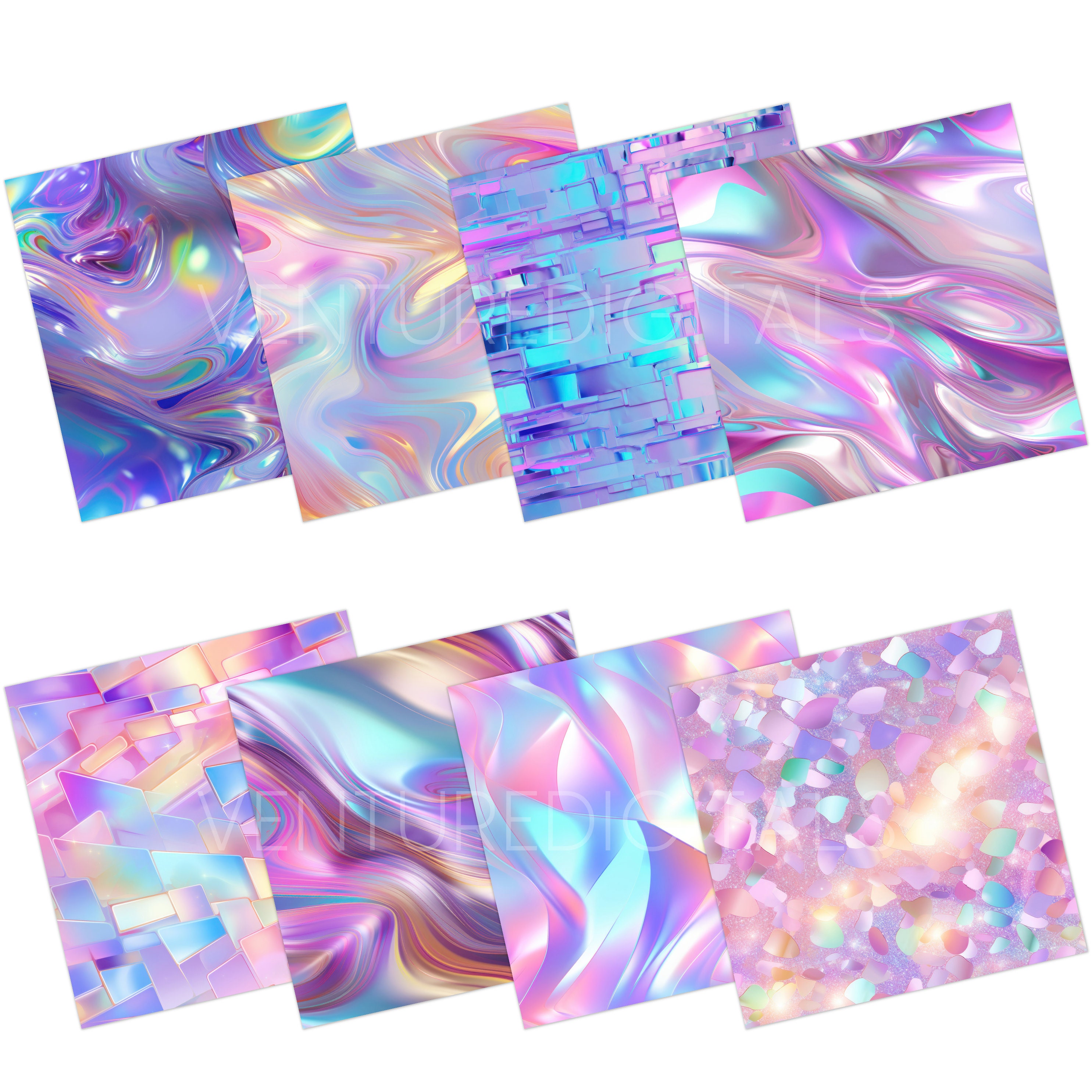 16 Seamless Holographic Iridescent Patterns - Digital Papers - High ...