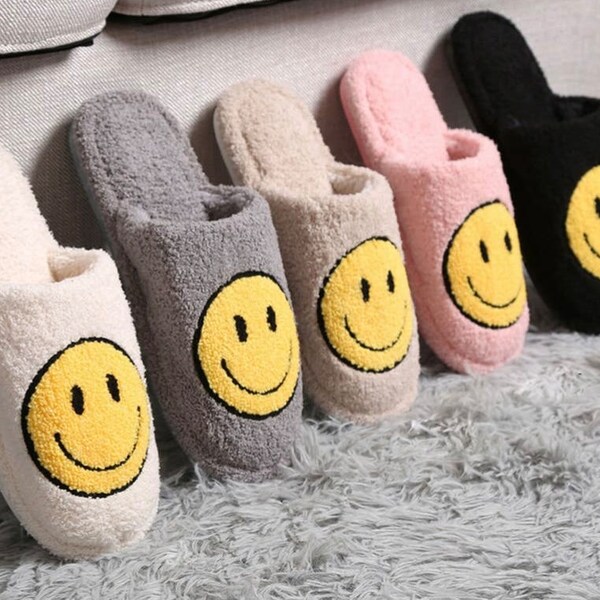 Smiley Face Slippers - Etsy