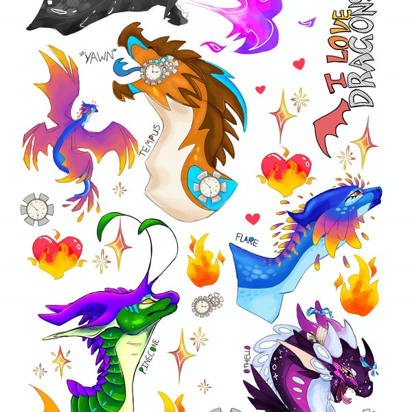 Dragon Stickers Printable - Etsy