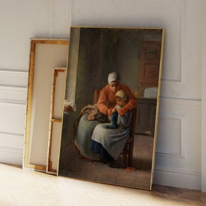 The Knitting Lesson, Jean François Millet, Famous Painting, Classic ...