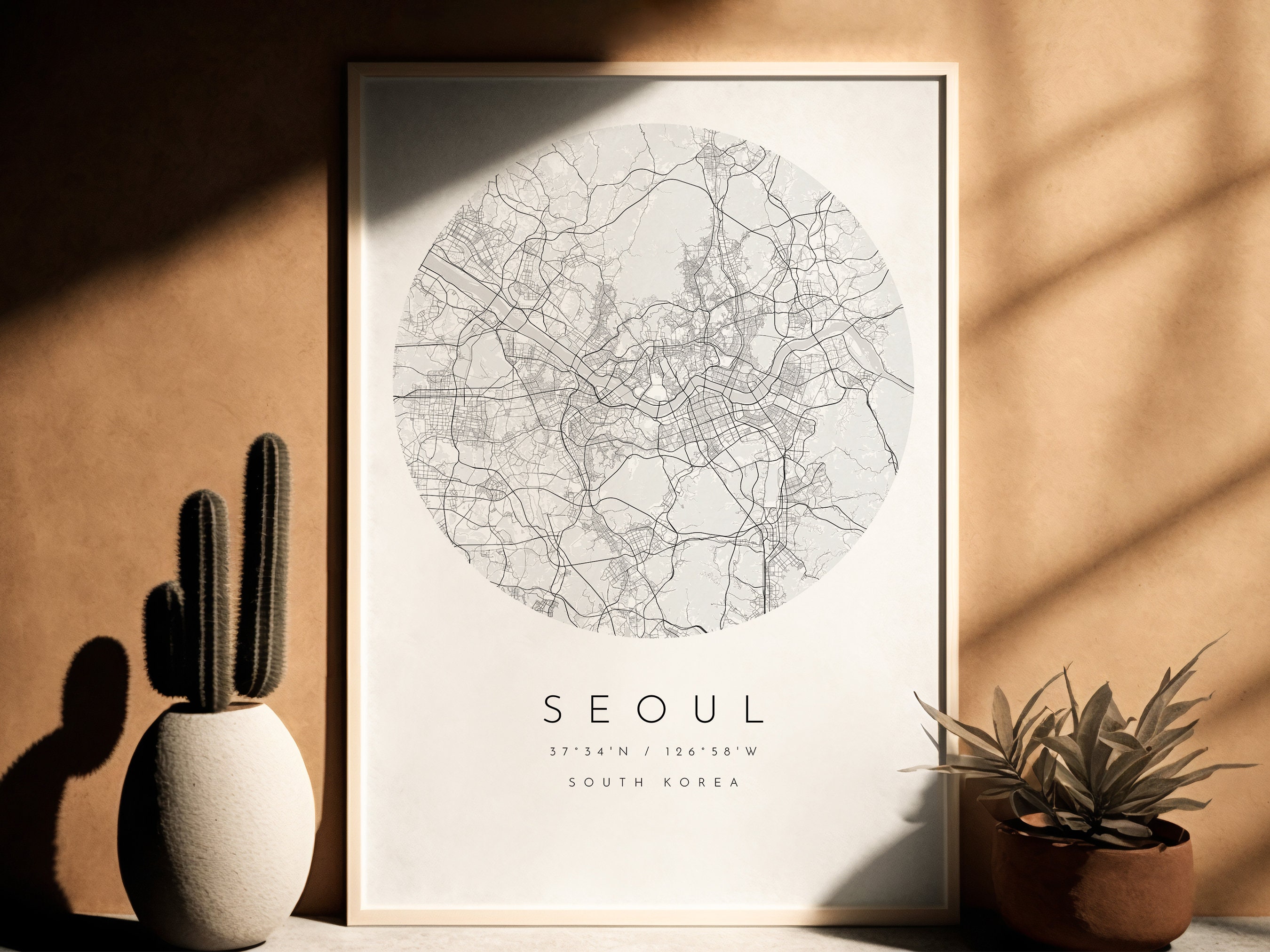 Seoul Map Print, Seoul City, Seoul Map Poster, City Map Print, Minimalist Map, Gift Ideas, Black ...