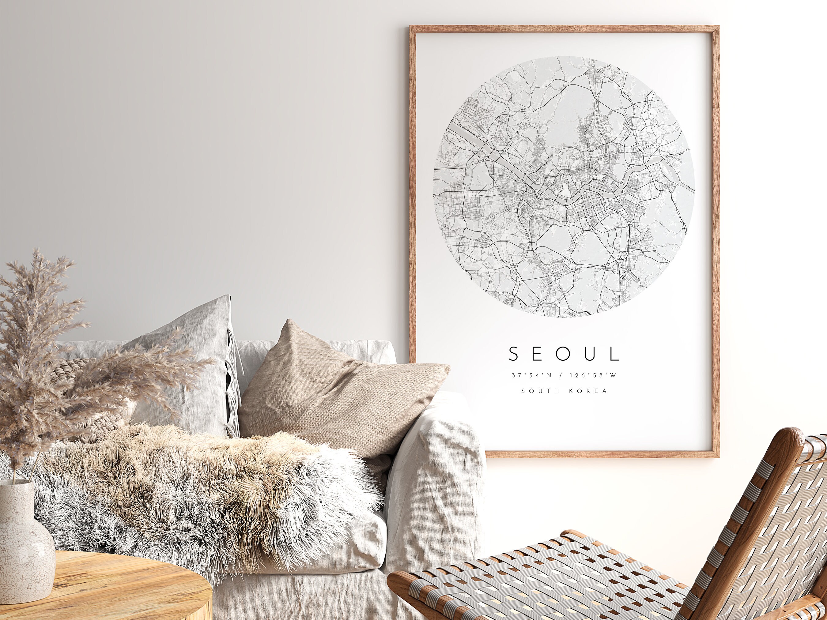 Seoul Map Print, Seoul City, Seoul Map Poster, City Map Print, Minimalist Map, Gift Ideas, Black ...