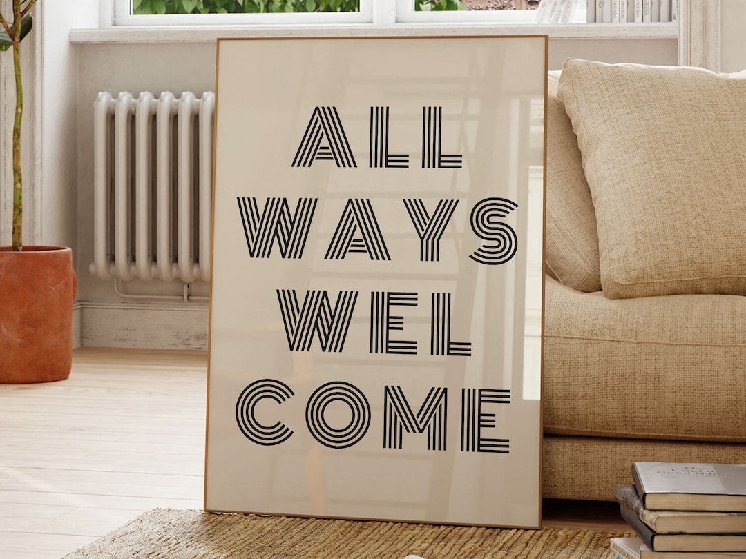 Allways Welcome Print, Digital Download Print, Retro Wall Decor, Large ...