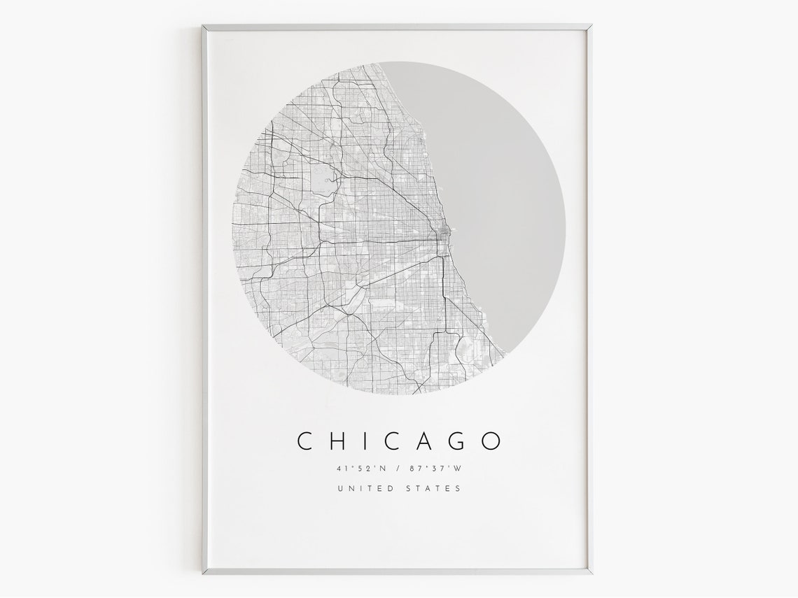 Chicago Map Print, Chicago City, Chicago Map Poster, City Map Print ...